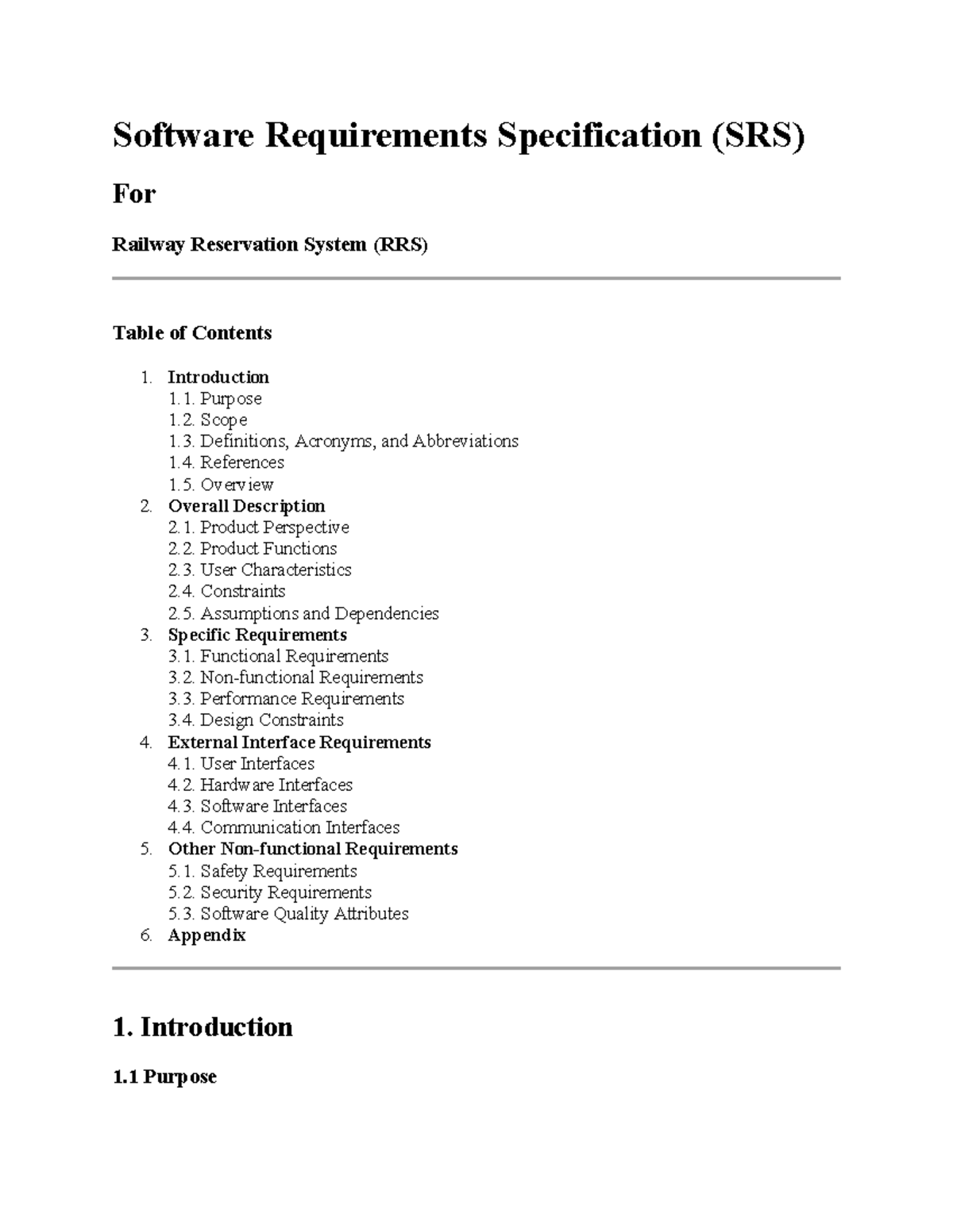 SRS Document for Railway Reservation System (RRS) - Comprehensive Guide ...