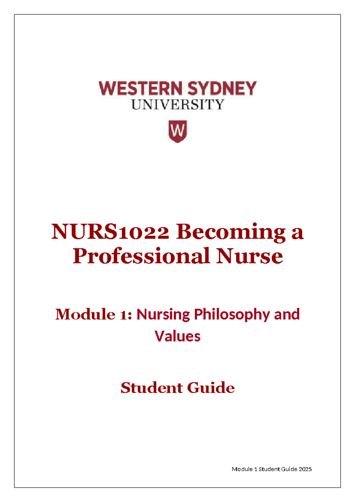 NURS1022 Module 1: Guide to Becoming a Professional Nurse - Studocu