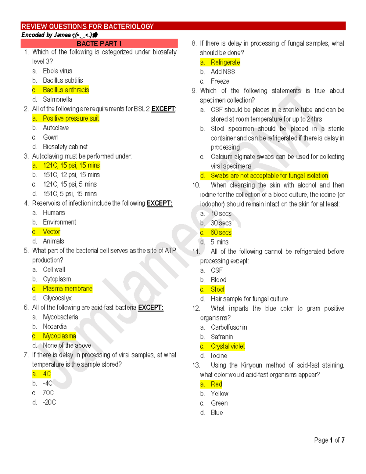 BACTE 101: Comprehensive Review Questions for Bacteriology Exam - Studocu