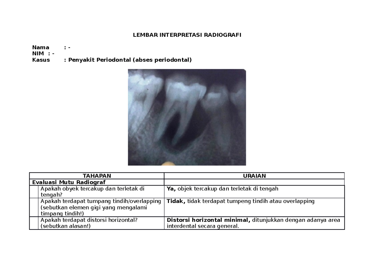 Interpretasi Radiografi Penyakit Periodontal Abses Perio 1 - Studocu
