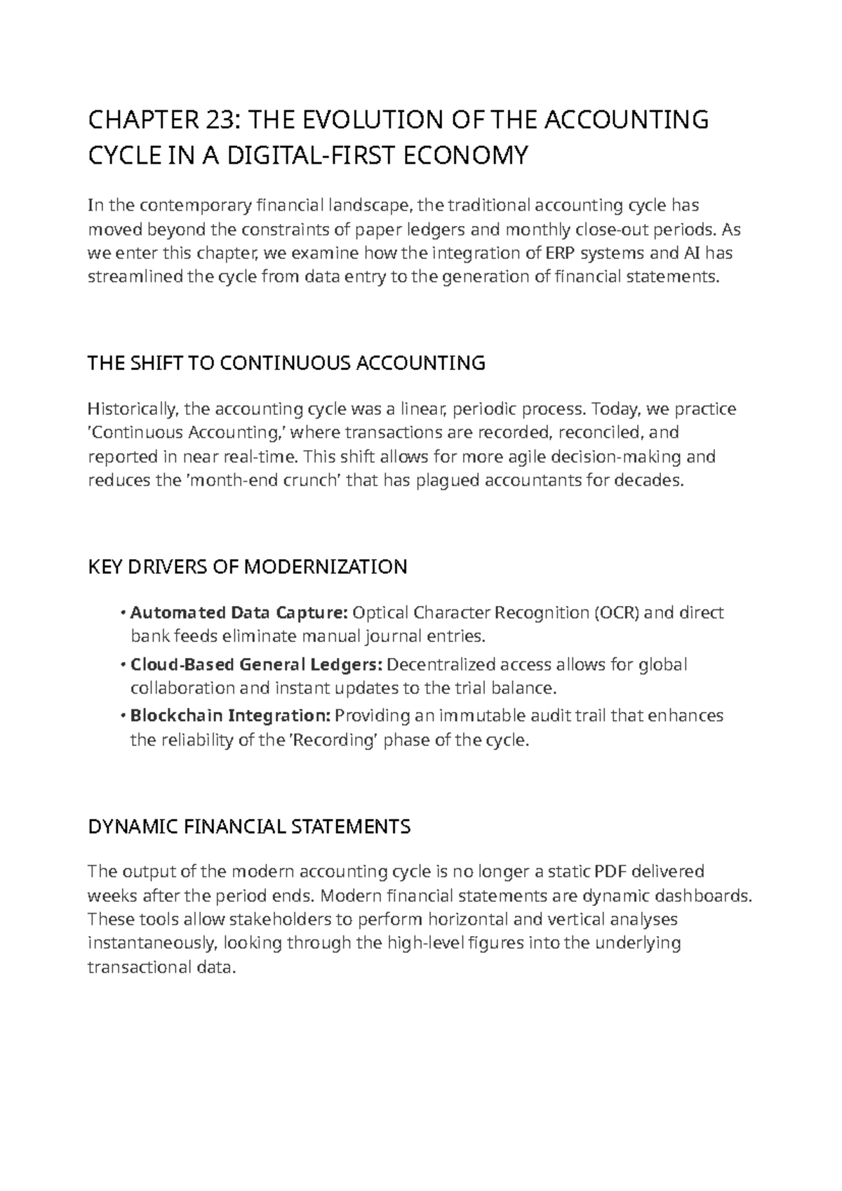 CHAPTER 23: EVOLUTION OF THE ACCOUNTING CYCLE (ACCT 10) - Studocu