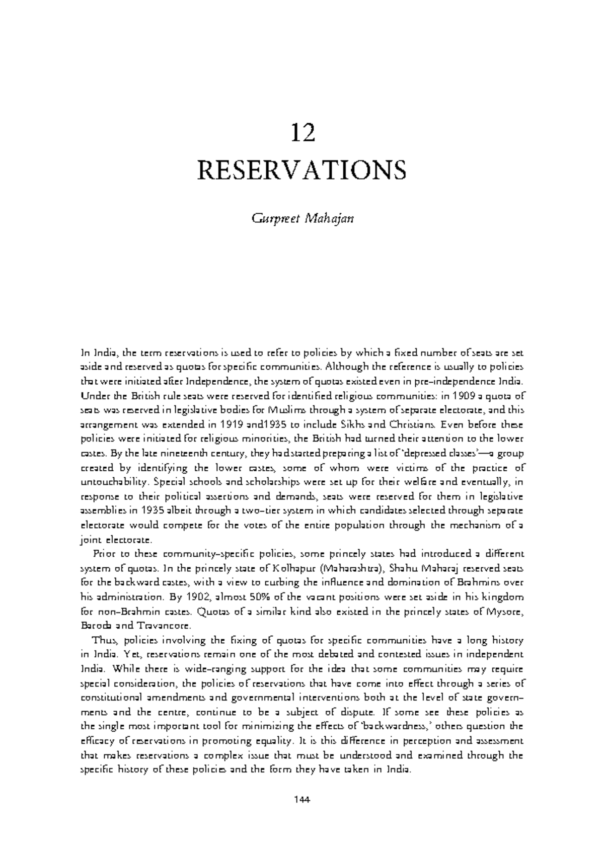 Reservations in India: Legal Framework and Historical Context (GUR 101 ...