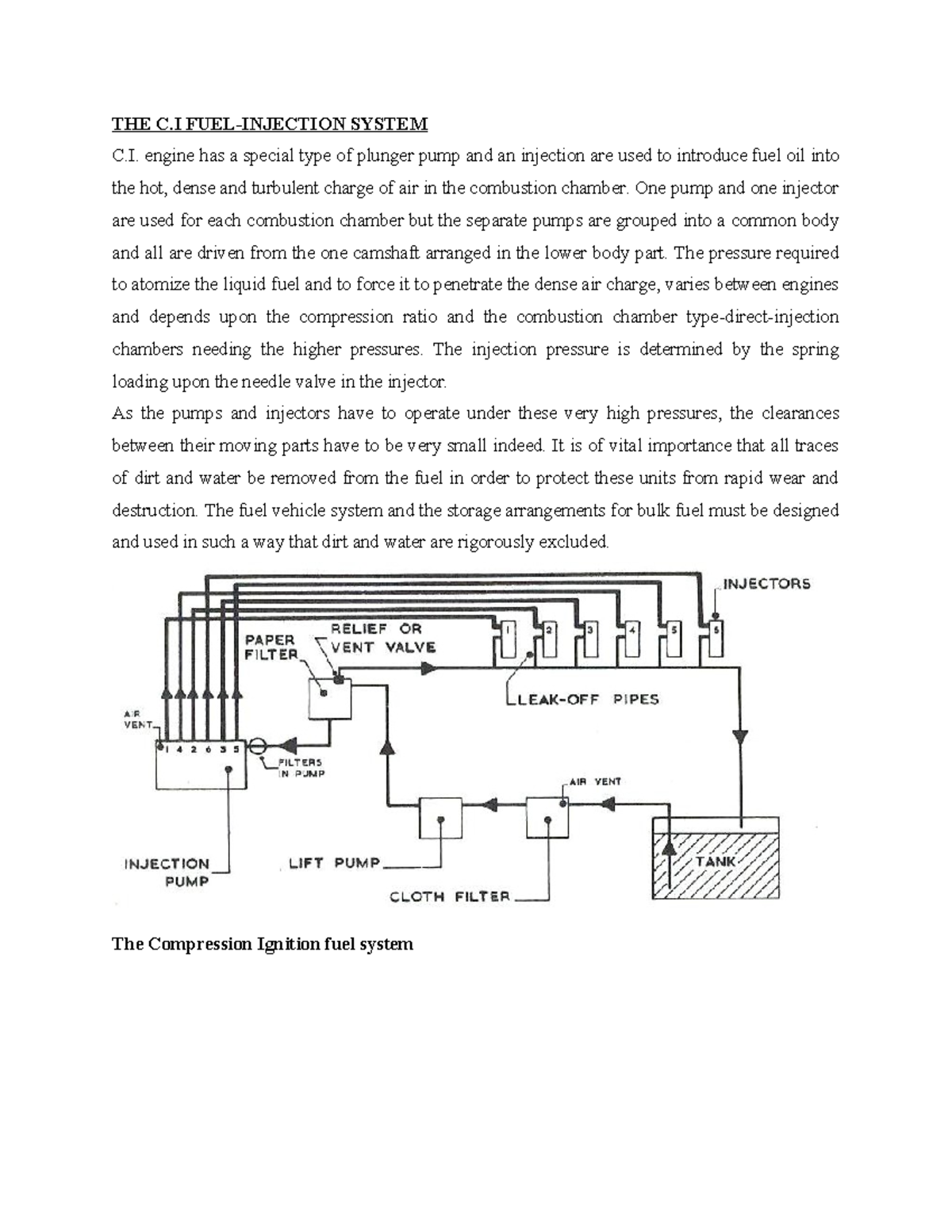 C.I. Fuel System Overview: Plunger Pump & Injection Mechanics - Studocu
