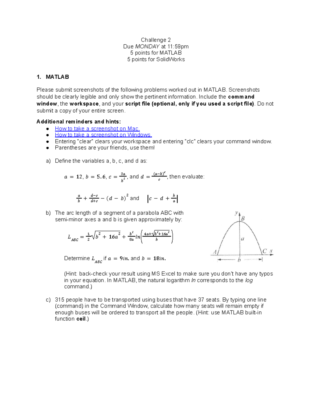 MATLAB & SolidWorks Challenge 2 Submission Guidelines (1502) - Studocu
