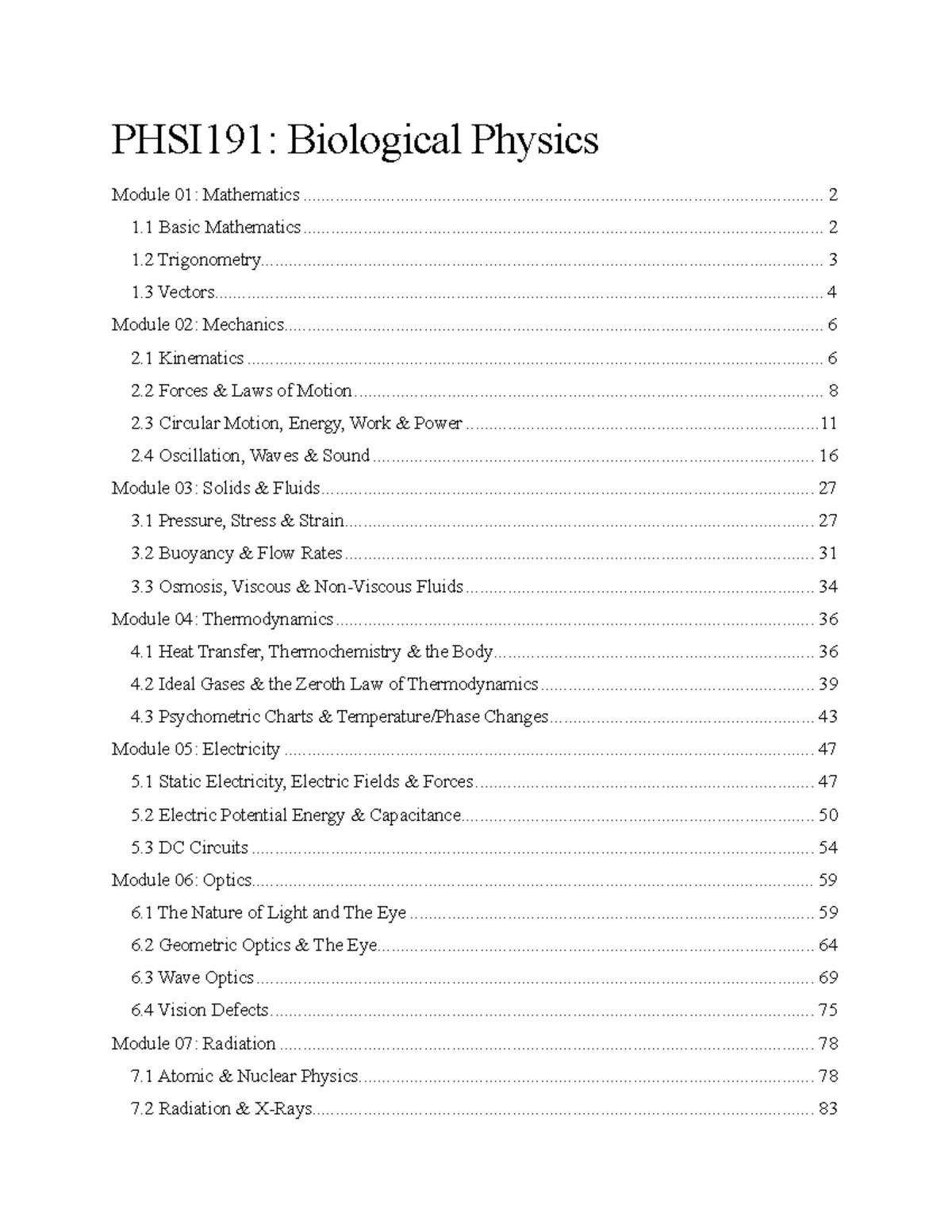 Phy - 123 - PHSI191: Biological Physics Module 01: Mathematics 1 Basic Mathematics 1 - Studocu