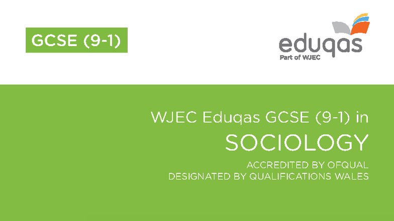 Eduqas GCSE Sociology Specification (2017) - Summary & Assessment Guide ...