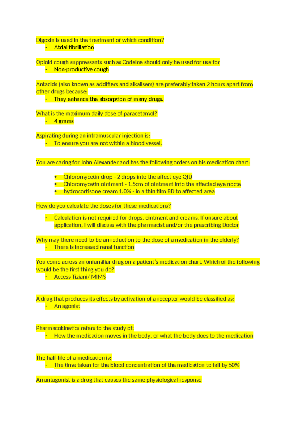 Meds Quiz Revision: Summary Notes for Effective Medication Management ...