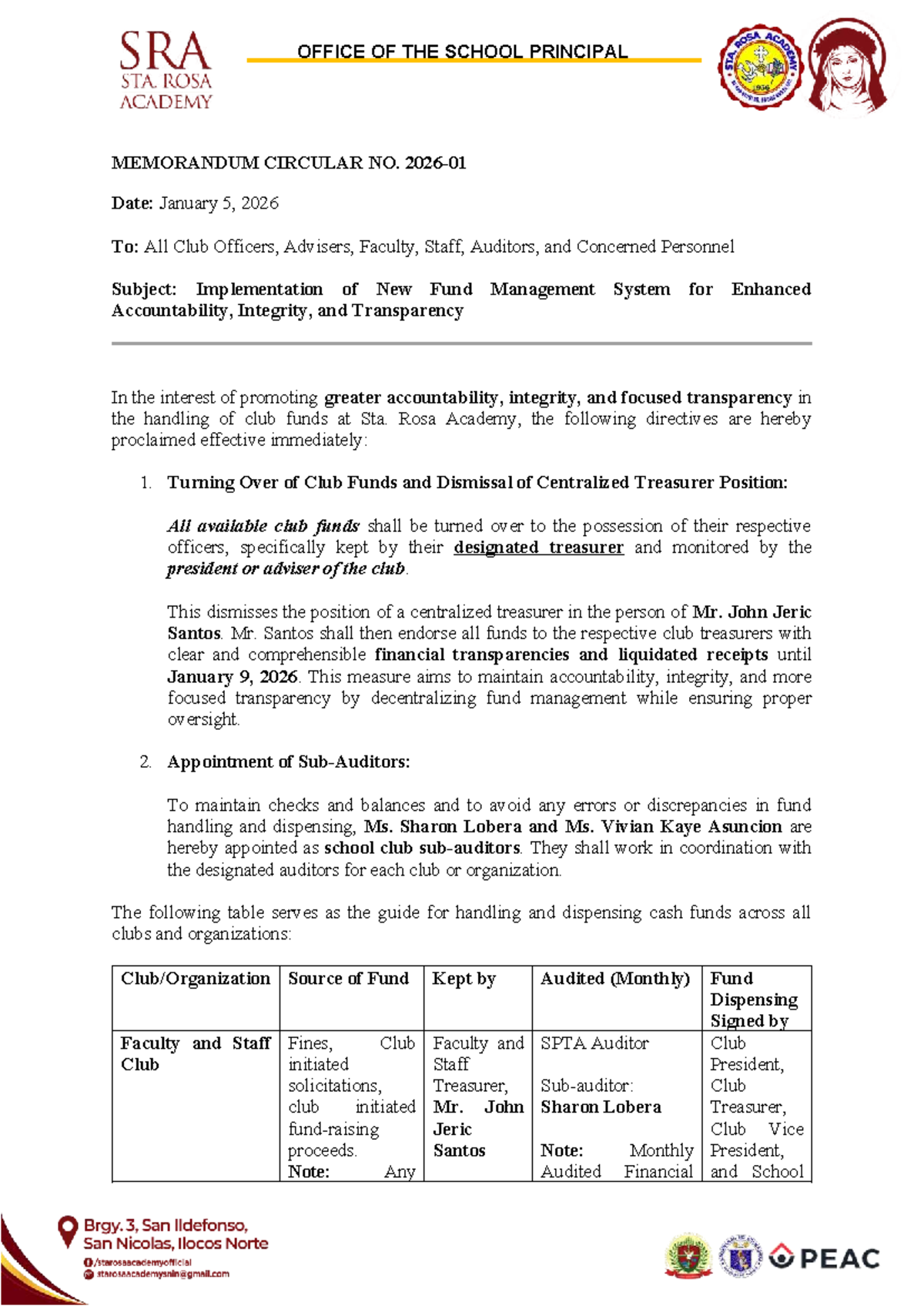 Memorandum 2026-001: New Fund Management System Implementation - Studocu