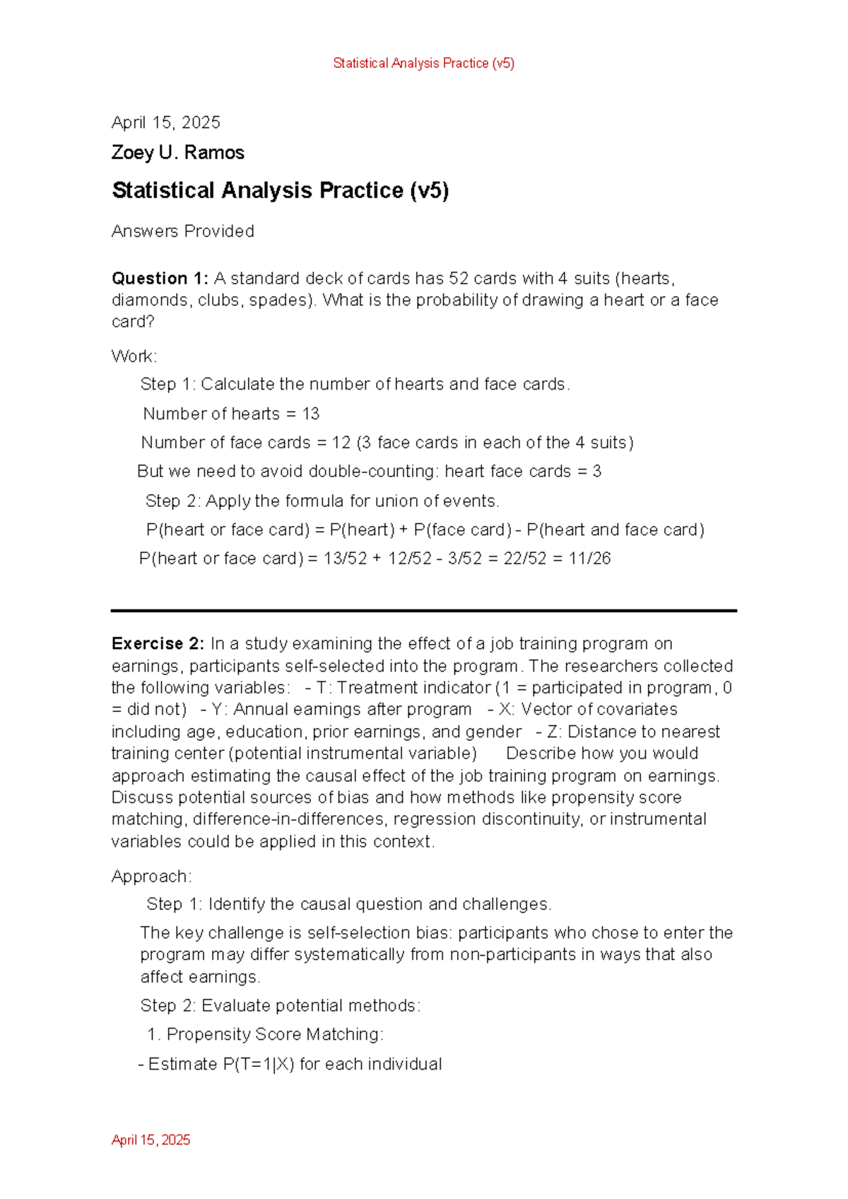 STAT 654 Statistical Analysis Practice (v5) Solutions and Methods - Studocu