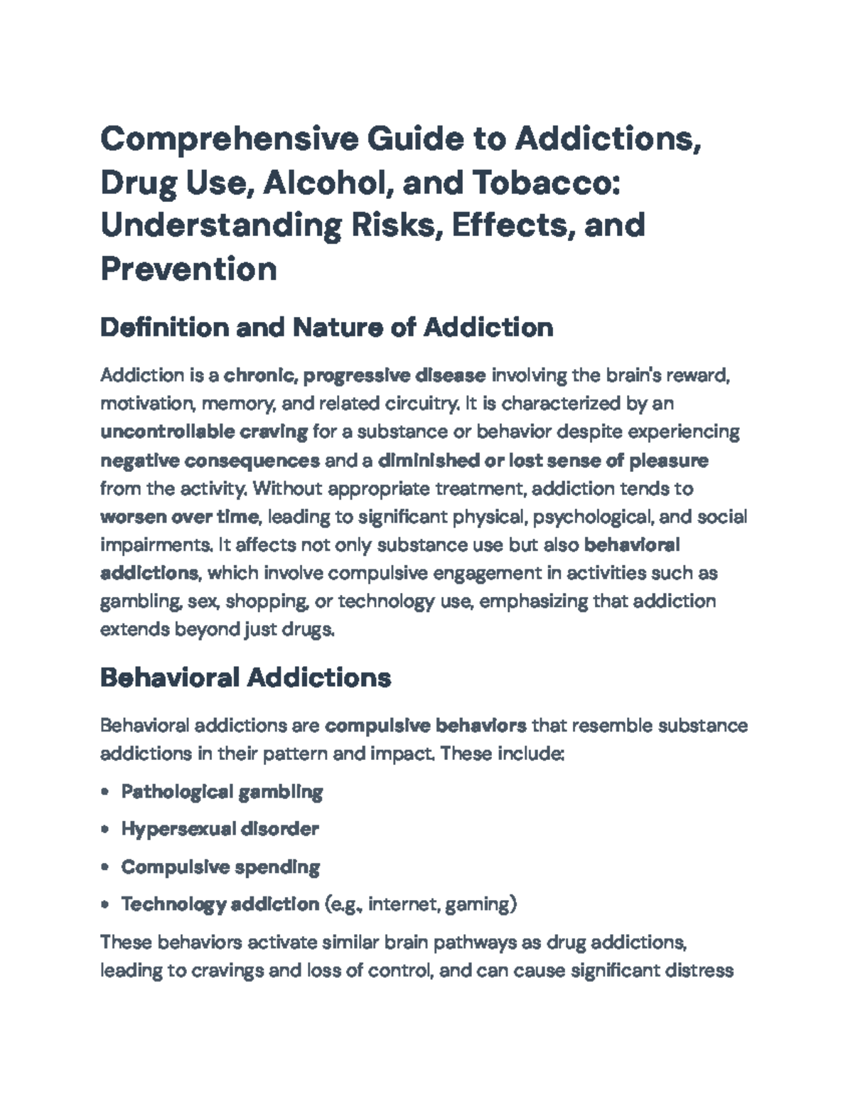 Comprehensive Overview of Addictions: Alcohol and Tobacco Use Factors ...