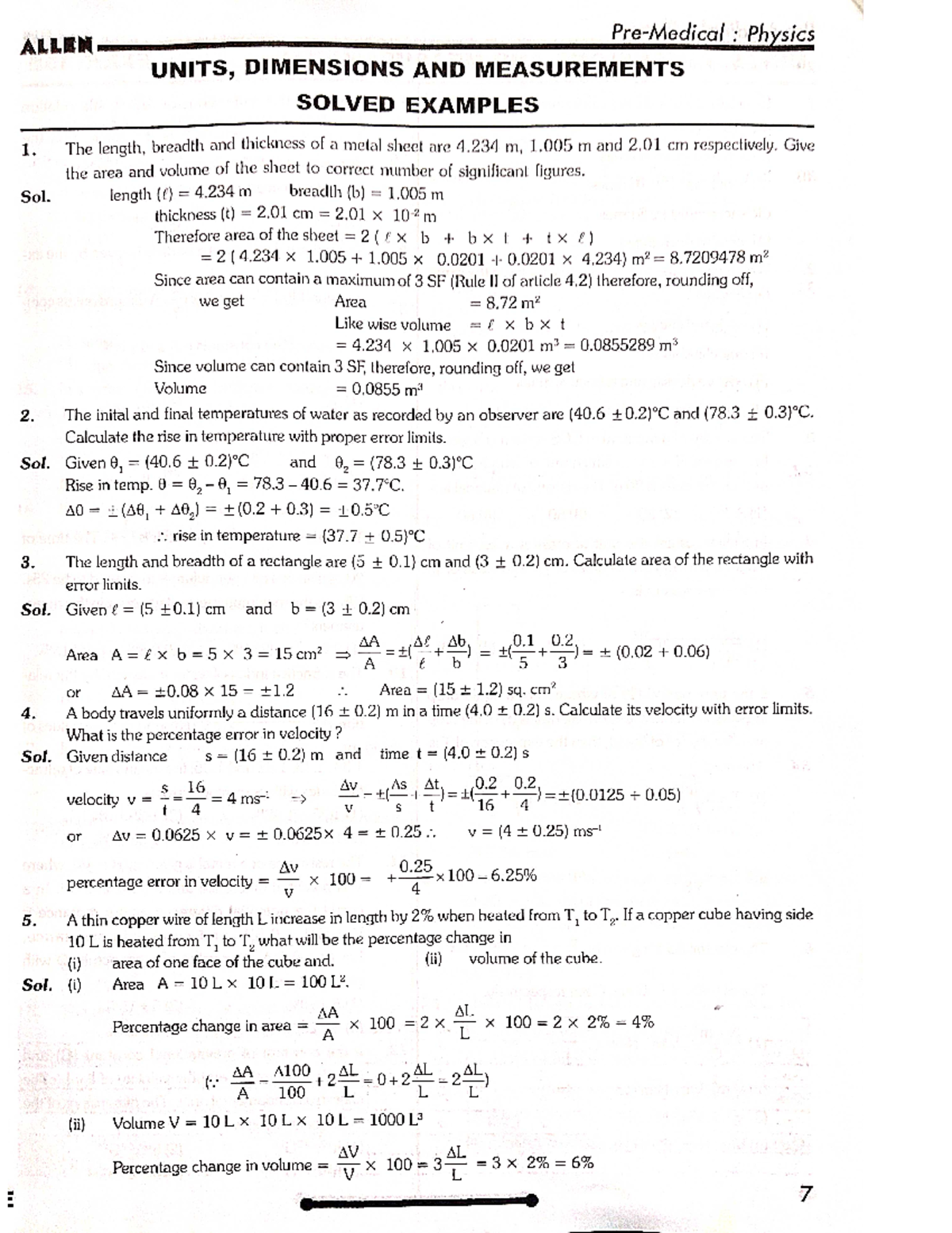 Units, Dimensions AND Measurements Question AND Answers - NEET - Studocu