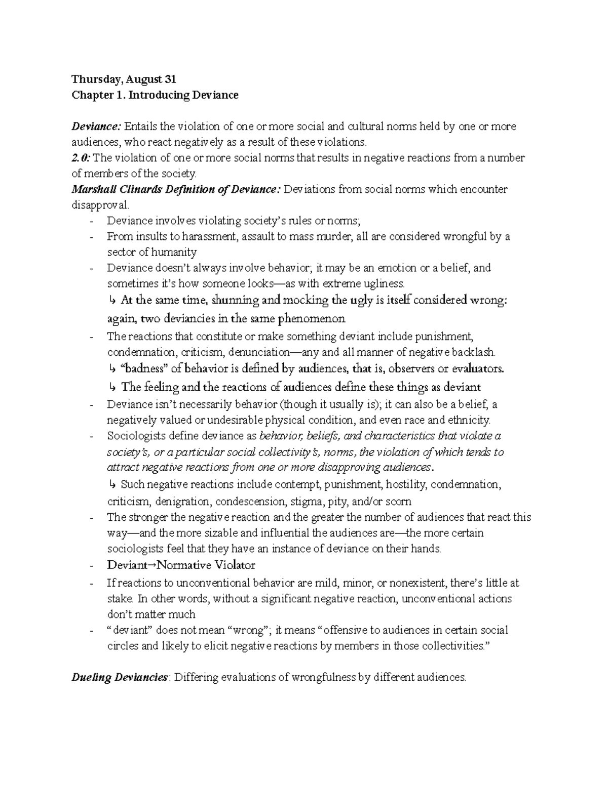 SOCY 1004 Final Exam Study Notes: Goode Chapter 1 Overview on Deviance ...