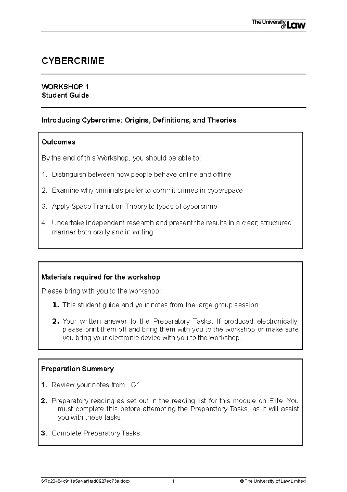 Cybercrime Prep Tasks 1 - CYBERCRIME WORKSHOP 1 Student Guide ...