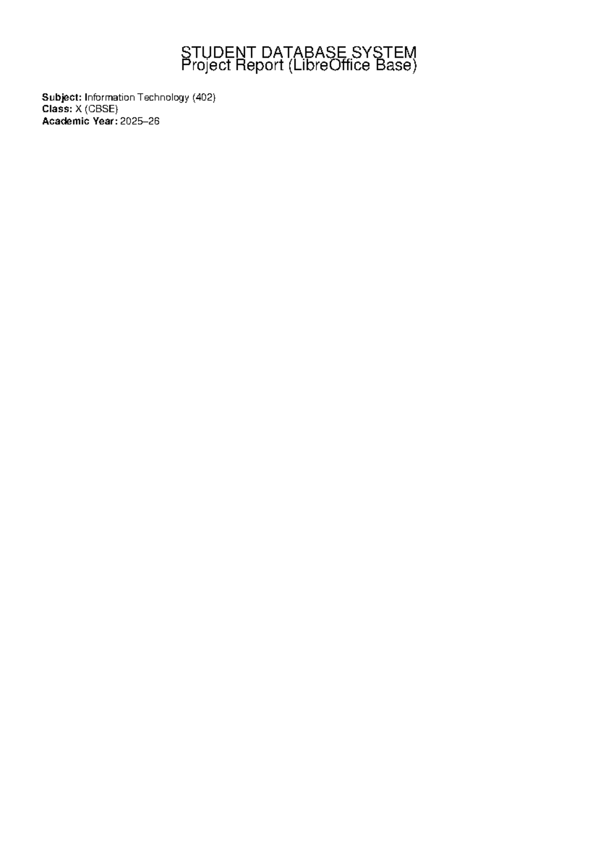 Student Database System Project Report (IT 402) with Screenshots - Studocu