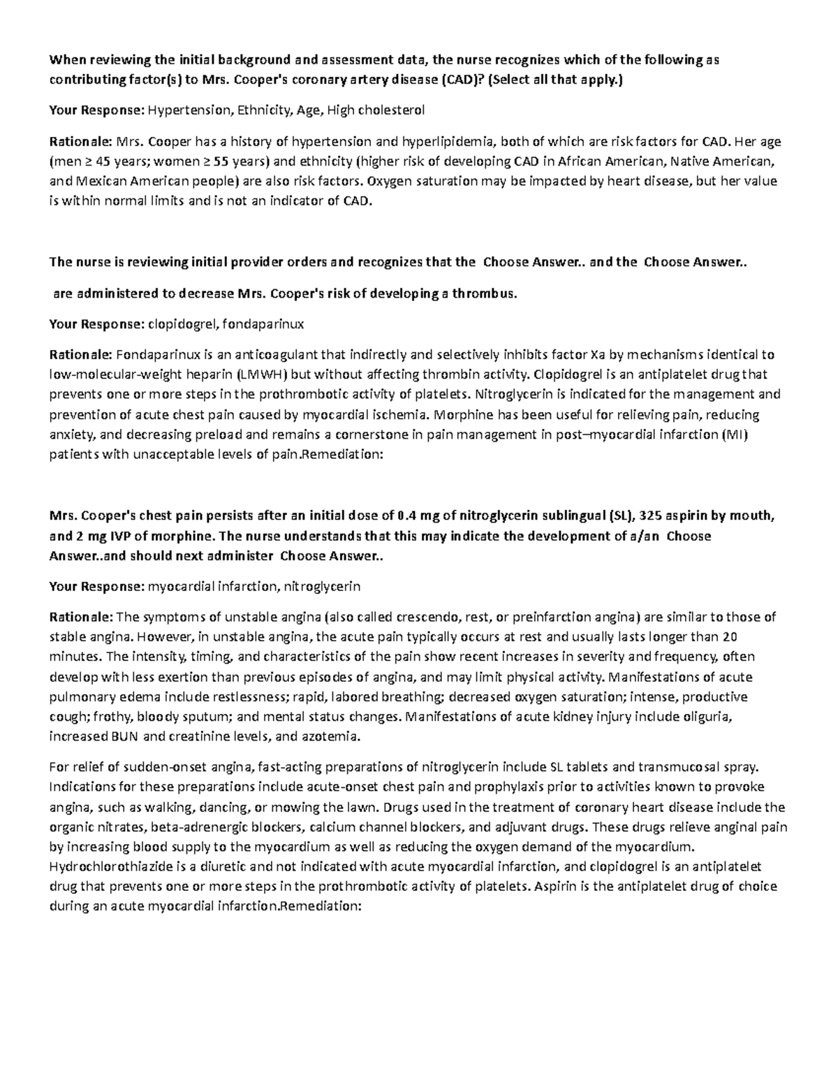 Junetta Cooper Post sim Quiz - When reviewing the initial background ...