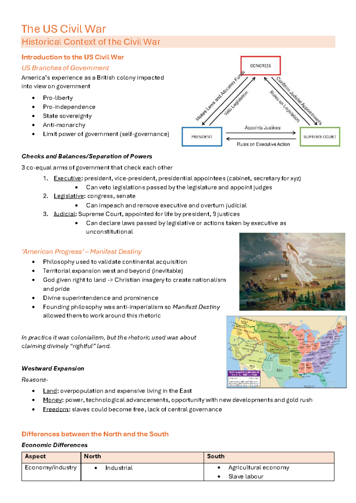 Modern History Prelim Notes: US Civil War Context and Key Events - Studocu