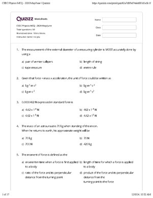 CSEC® Physics Final Revision Guide with Answers - Studocu