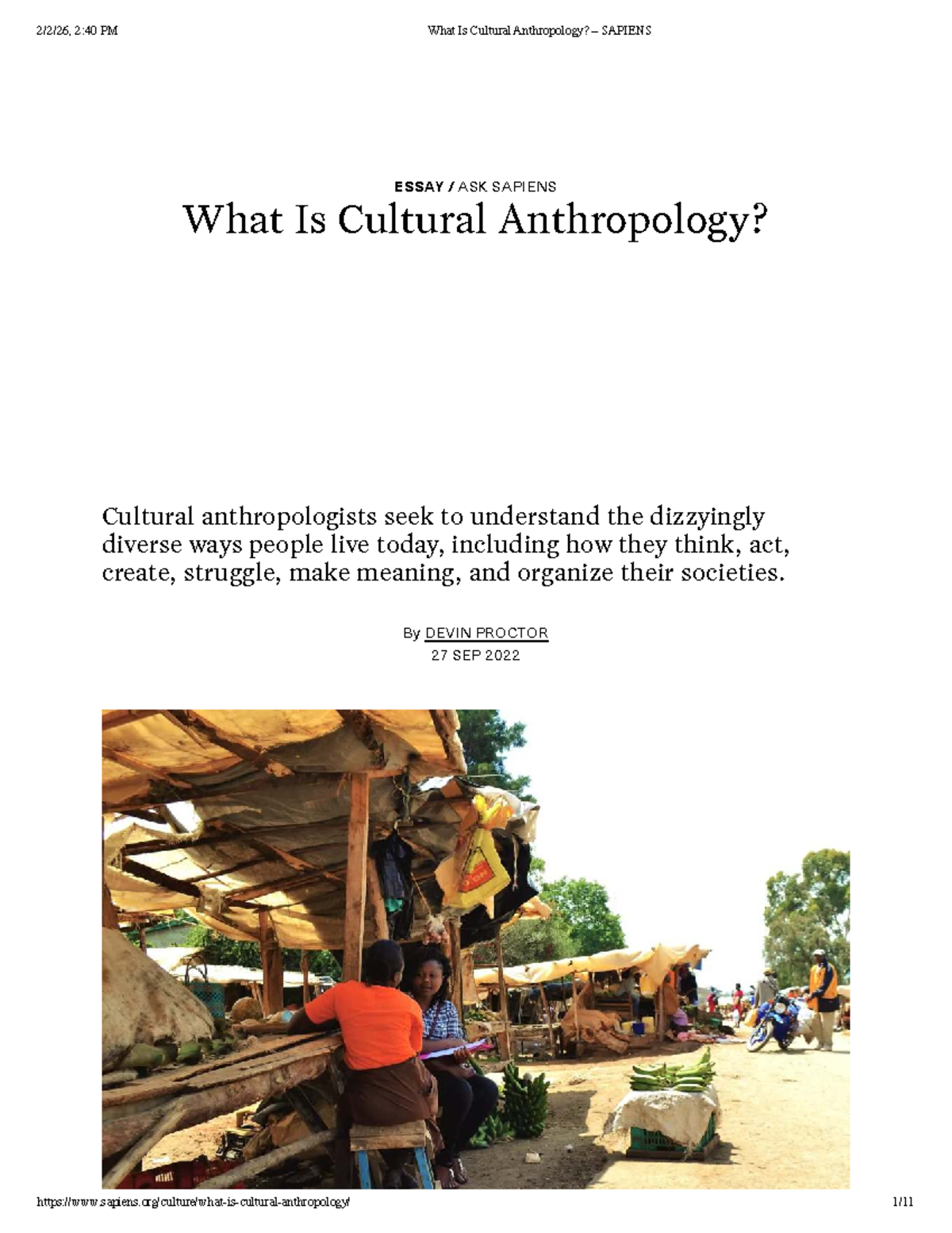 Cultural Anthropology Overview: Key Concepts & Applications - Studocu