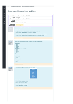 Modalidad de exámenes Semana 2 Revisión del intento programación orientada a objetos ...