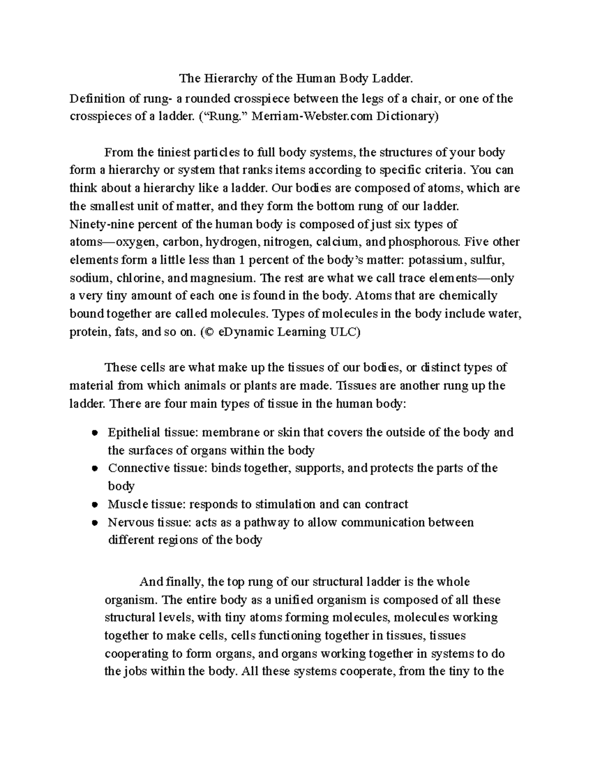 The Hierarchy of the Human Body Ladder - Definition of rung- a rounded ...