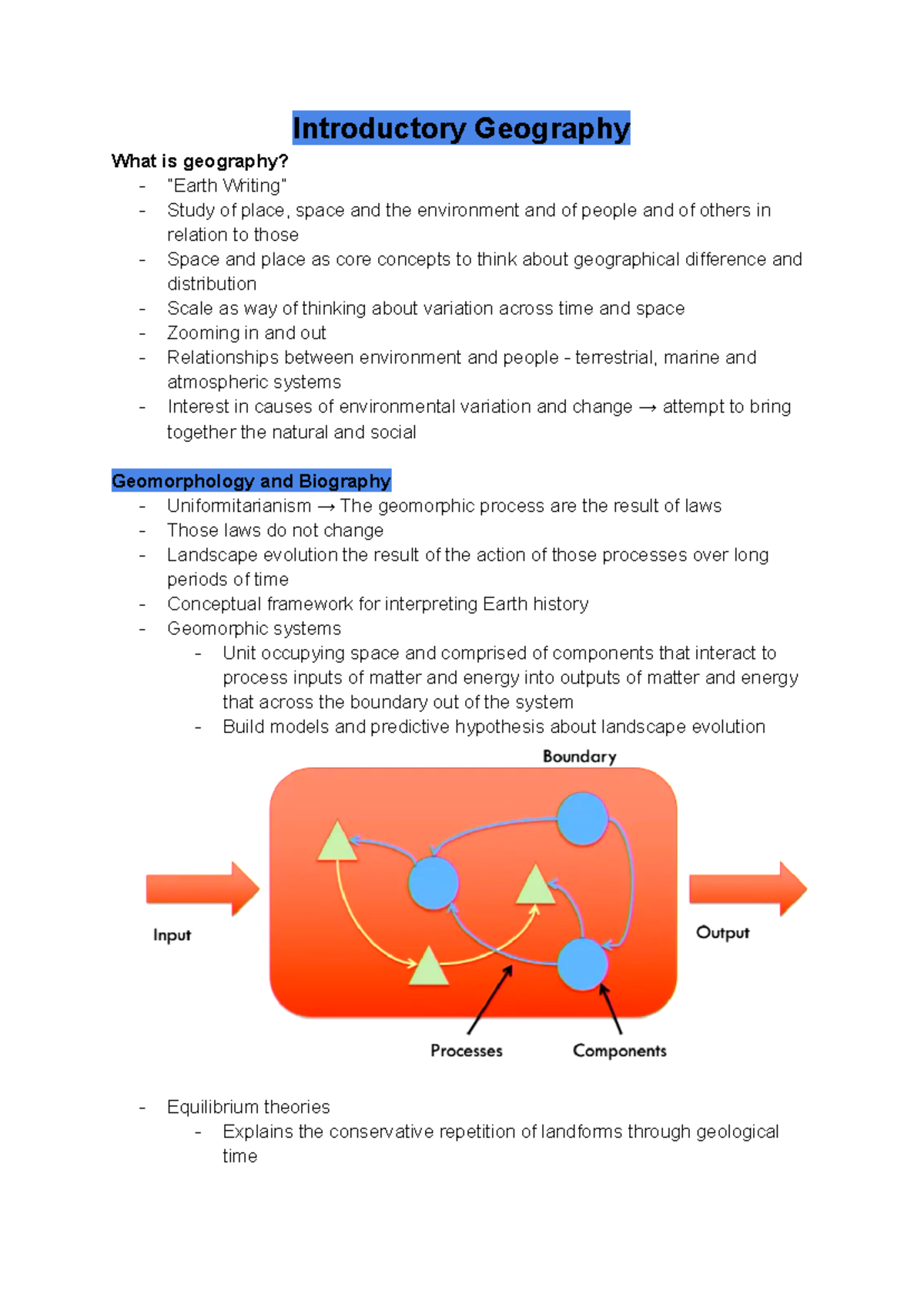 Introductory Geography - Notes - Introductory Geography What is ...