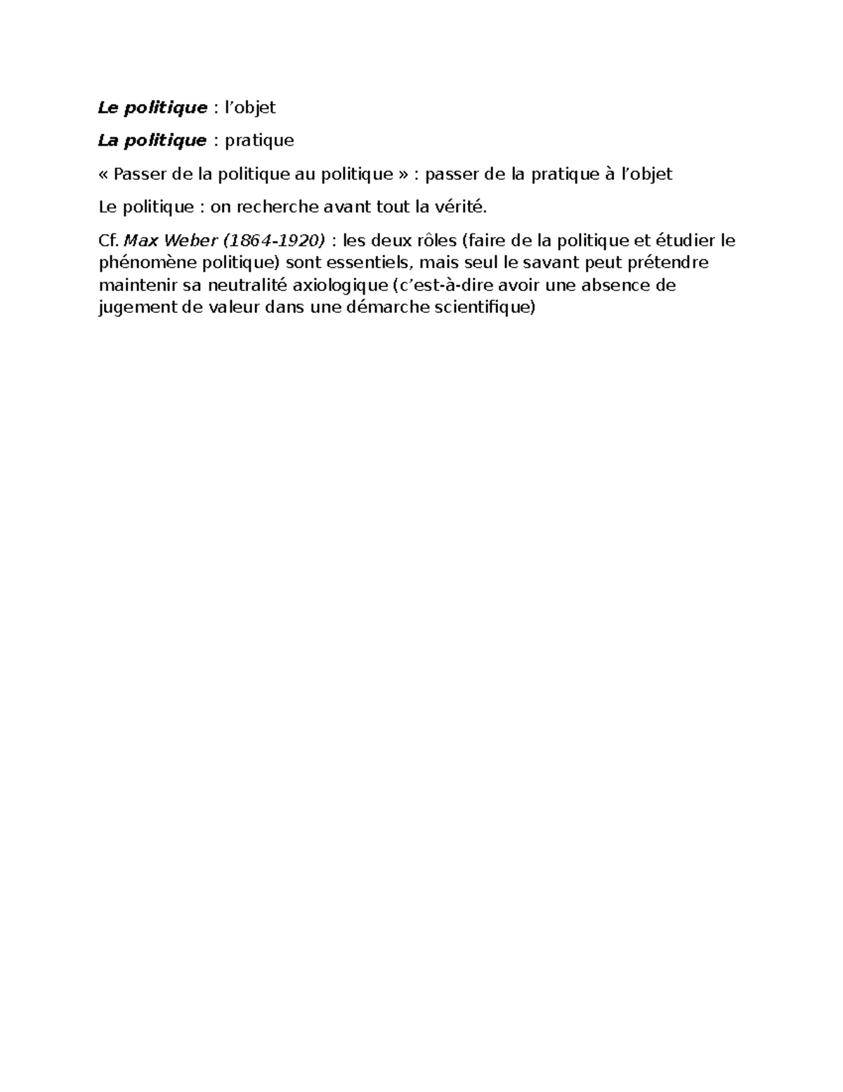 Le politique - definitions - INTS10001 - Le politique : l’objet La ...