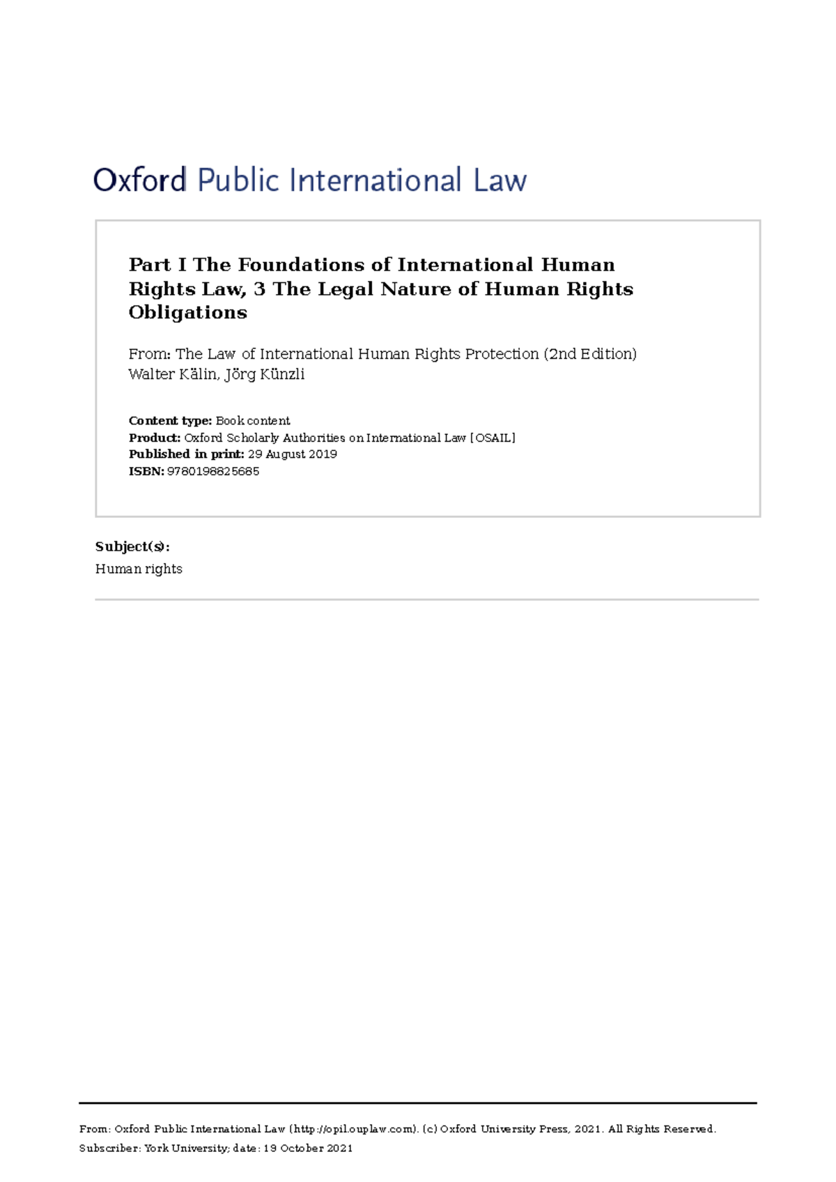 Legal Nature of Human Rights Obligations - International Law Insights ...