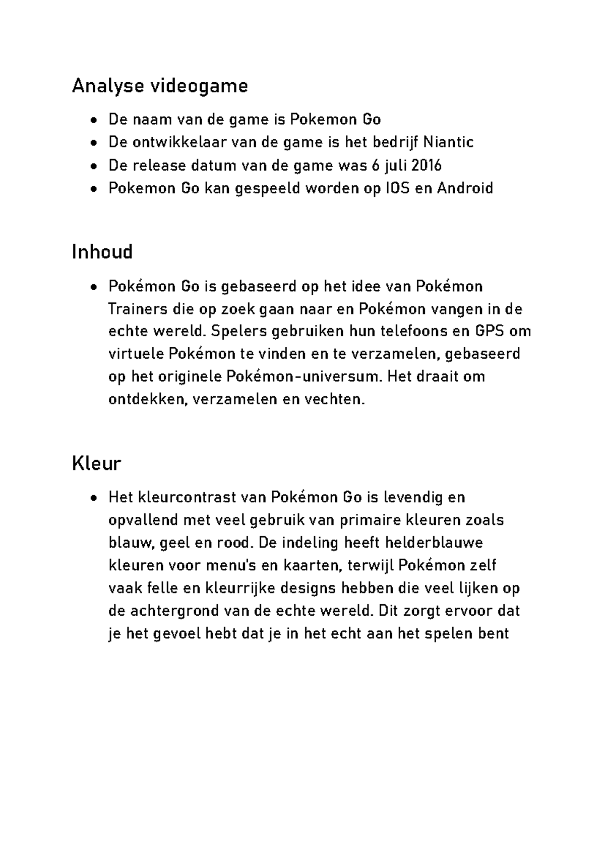 Gameanalyse: Pokémon Go - CKV Document - Studeersnel