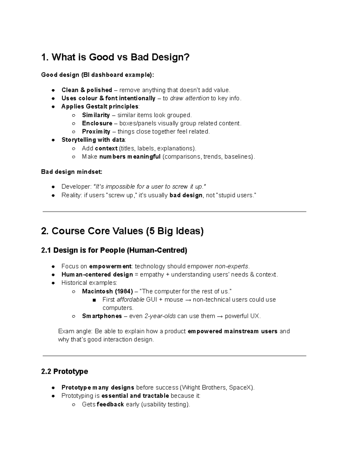 IDP 1: Good vs Bad Design Principles and Prototyping Insights - Studocu