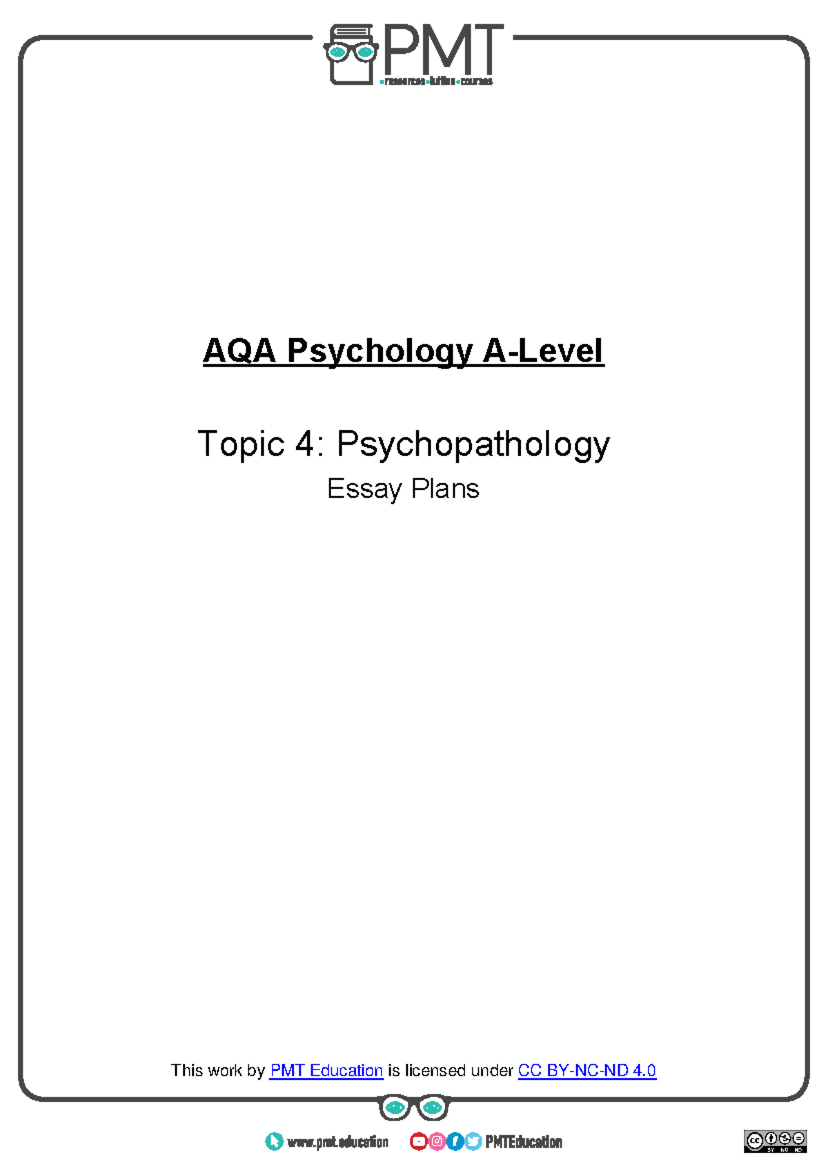 AQA Psychology A-Level: Psychopathology Essay Plans and Evaluations ...