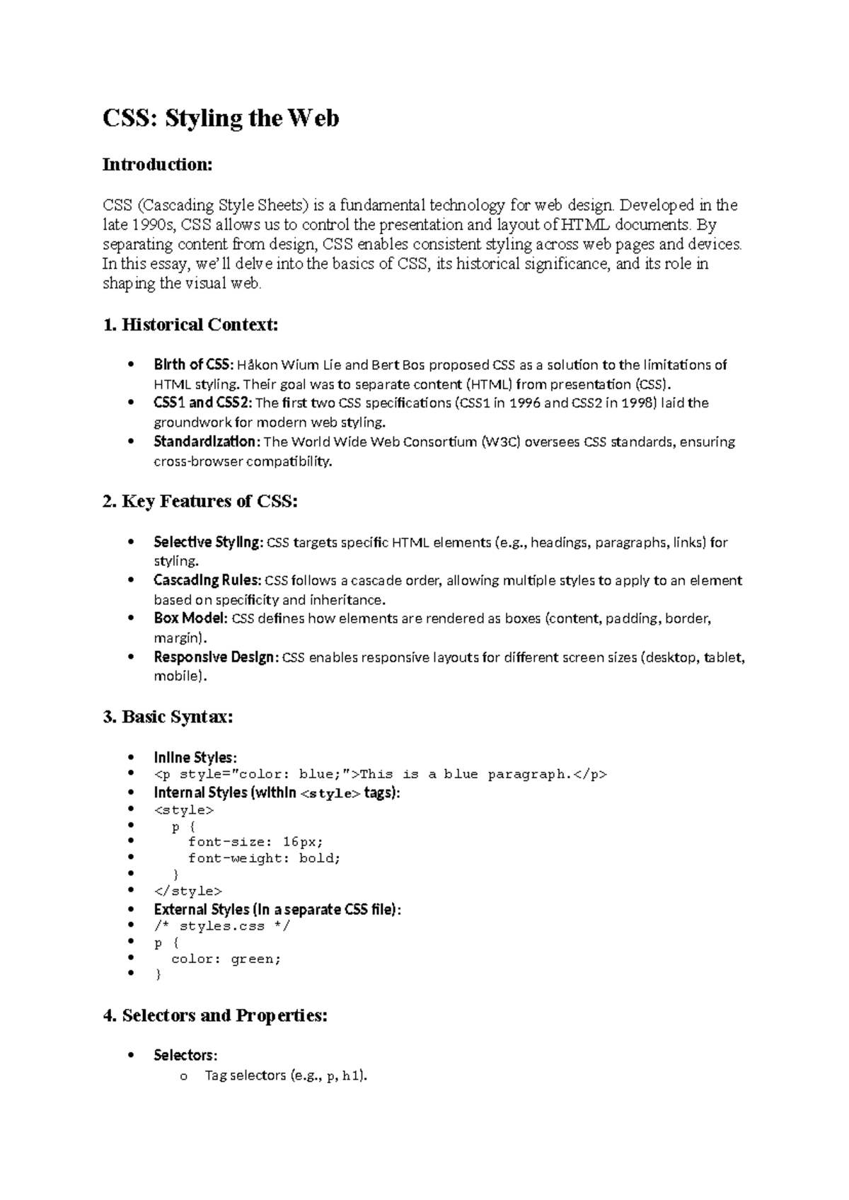 Introduction to css - CS fundamentals - CSS: Styling the Web ...