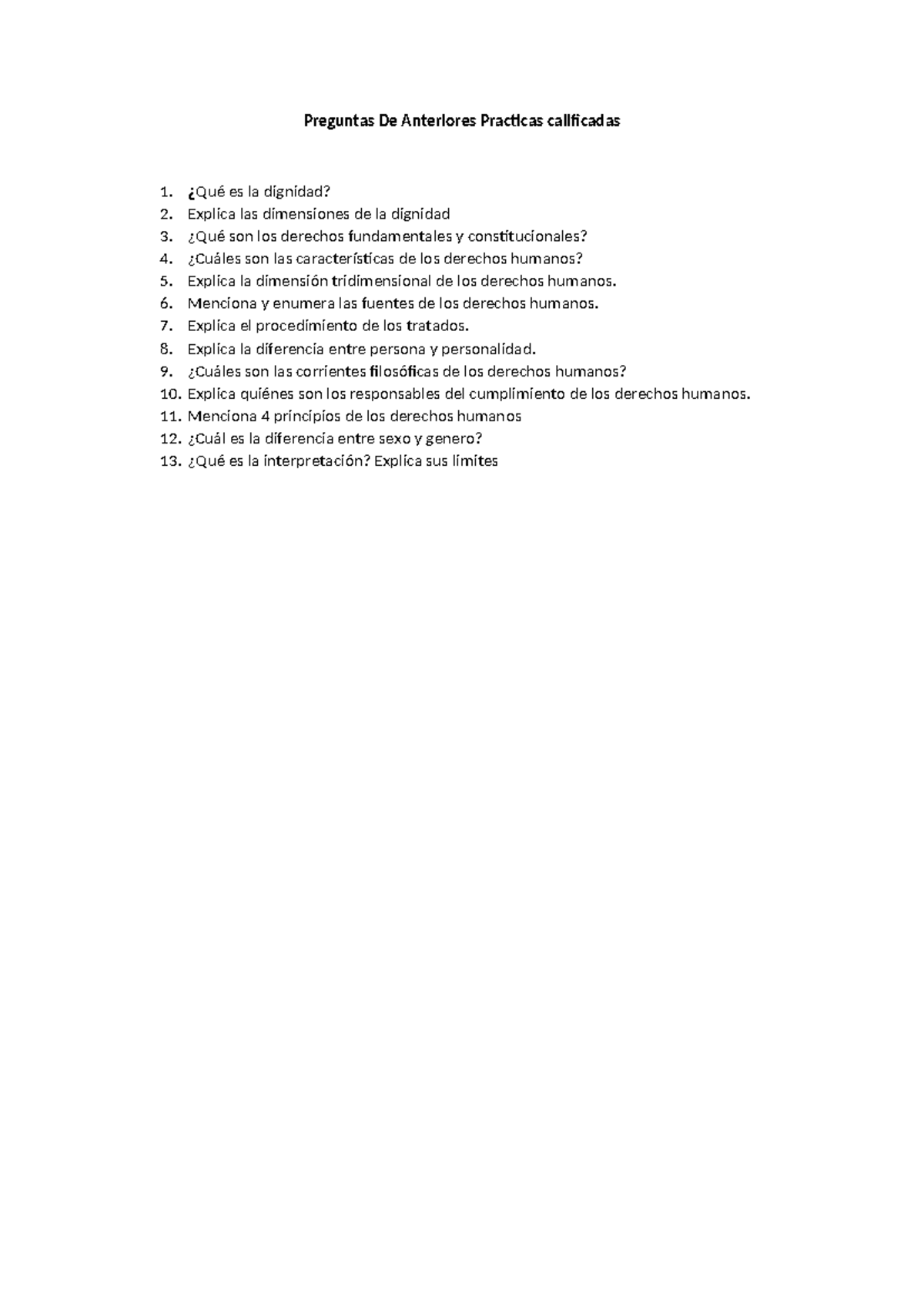 Preguntas de Repaso sobre Derechos Humanos (Derecho 101) - Studocu