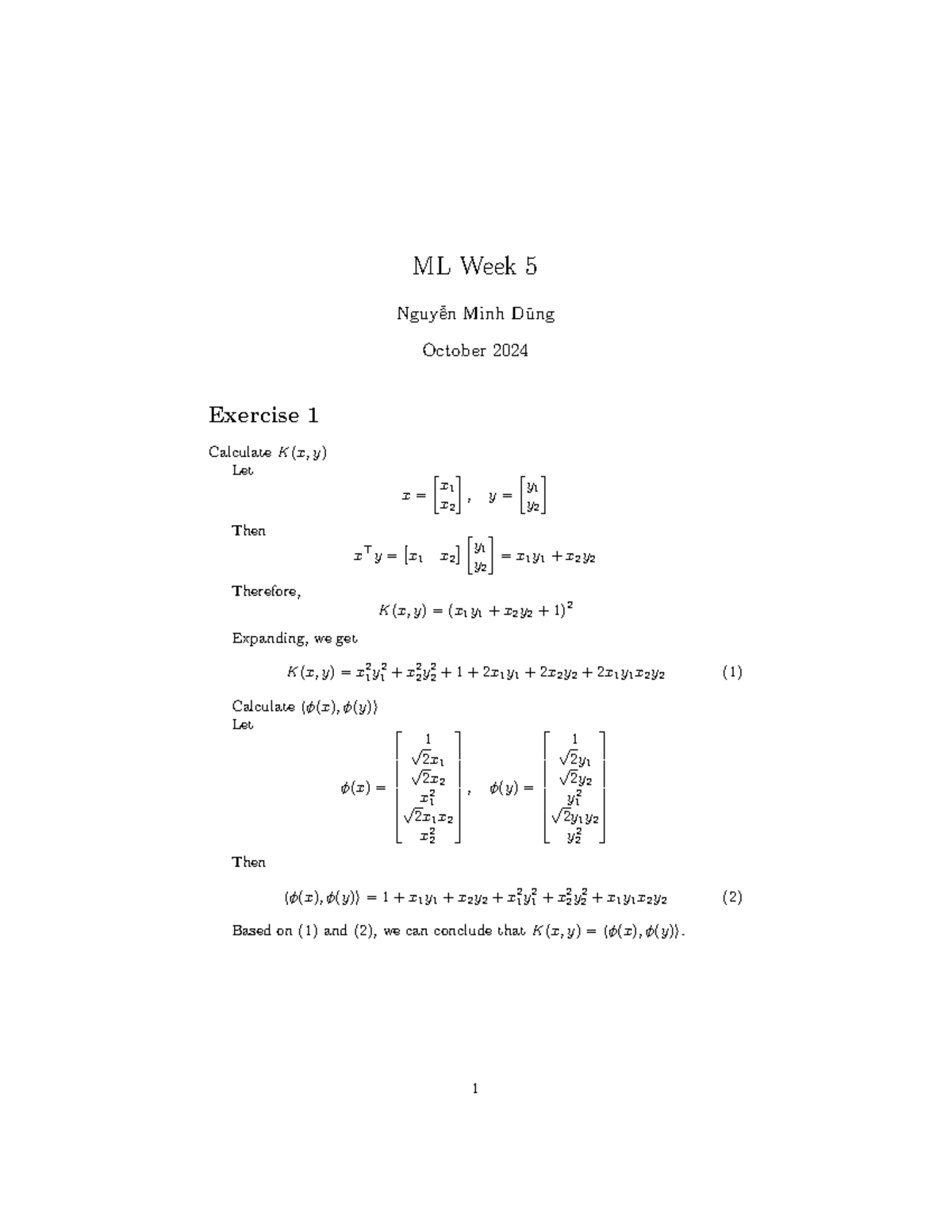 ML Week 6 - ml week 6 - ML Week 5 Nguyễn Minh Dũng October 2024 ...