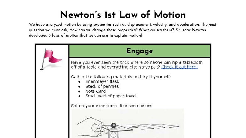 Newton's 1st Law of Motion: Understanding Inertia and Forces - Studocu