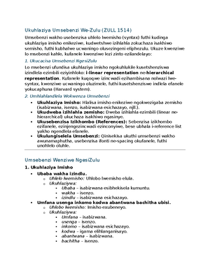 [Solved] izisho nezaga - IsiZulu: Introduction to Linguistics 16 ...