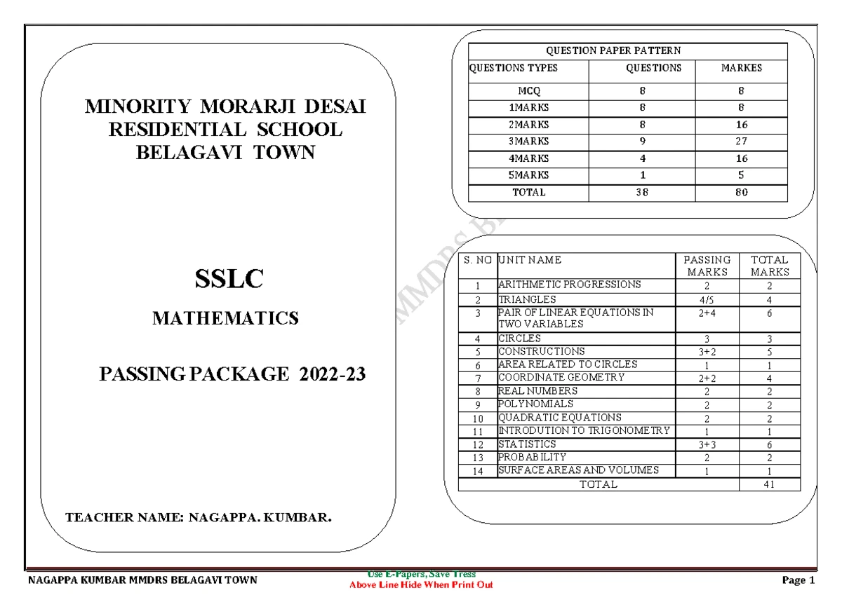 SSLC2025 MODEL QUESTION PAPER - THIRD LANGUAGE HINDI - CODE 61-H - Studocu