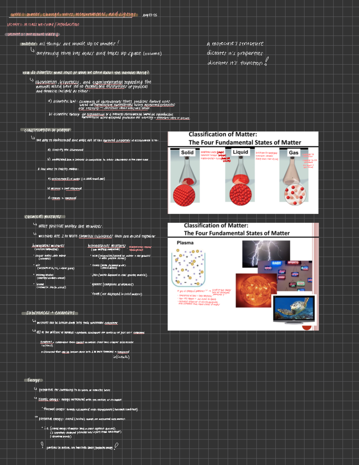 Chemistry Notes Week 1: Matter, Measurements, and Classifications - Studocu