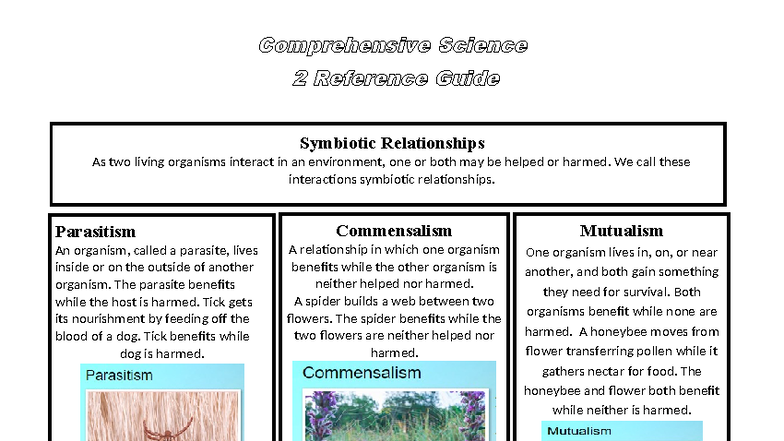Comprehensive Science 2 Reference Guide: Symbiotic Relationships & More ...