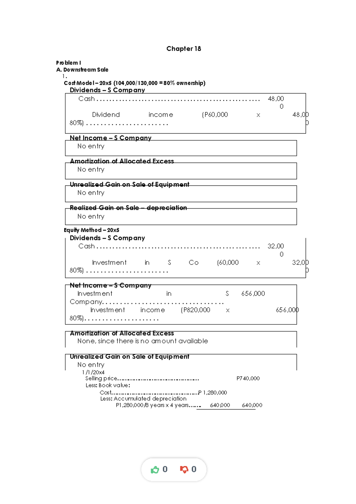 Chapter 18 Problem I: Downstream Sale & Cost Model Analysis (20x5 ...