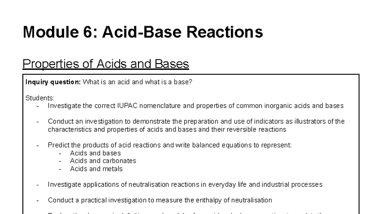 Module 6 - Acid-Base Reactions: Properties, Nomenclature, and ...
