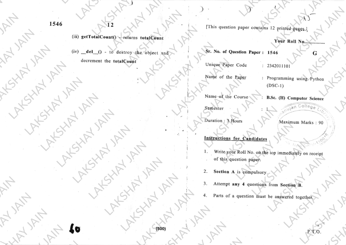Programming using python watermark - 1546 t (iii) getTotalCourtQ ...
