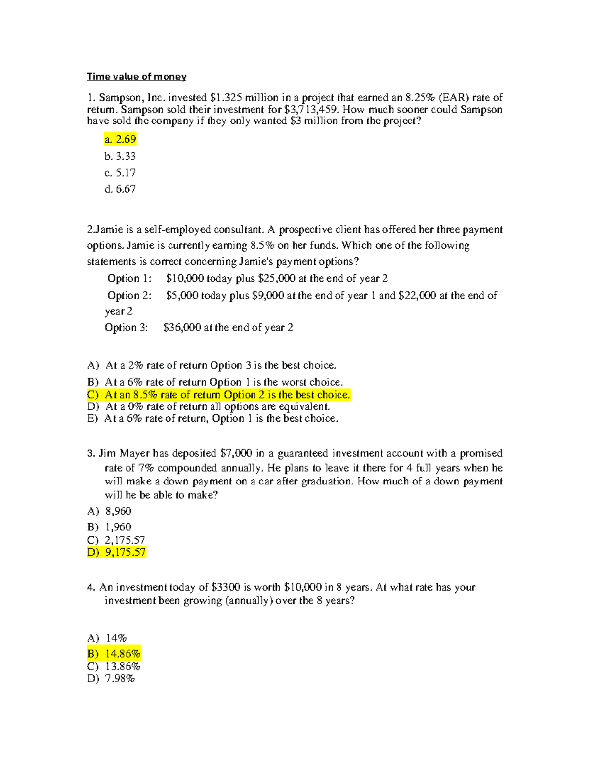 Time Value of Money: Tutorial Notes for FIN 101 - Studocu