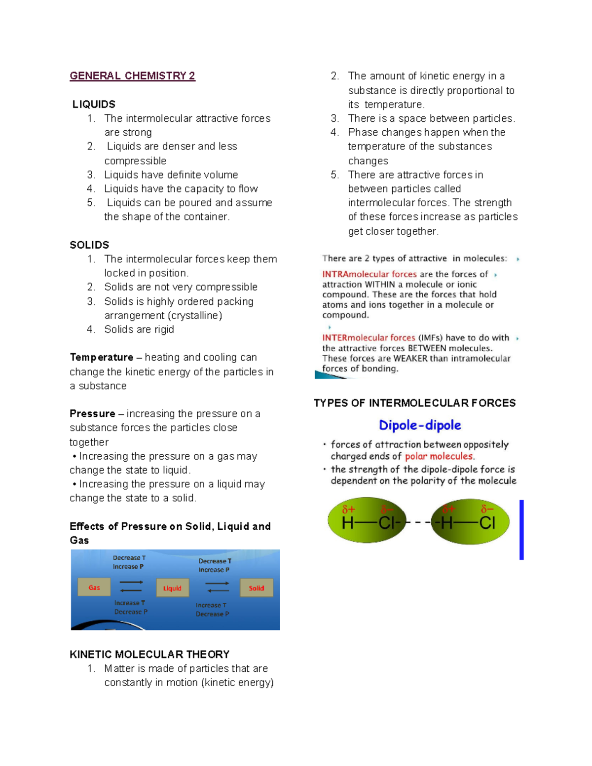 GENERAL CHEMISTRY - STEM - GENERAL CHEMISTRY 2 LIQUIDS The ...