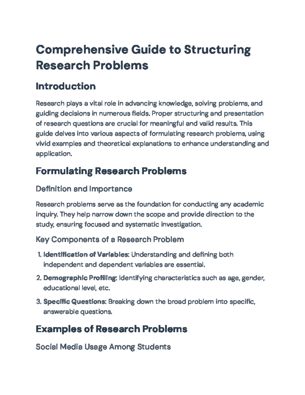 Comprehensive Guide to Structuring Research Problems and Hypotheses ...