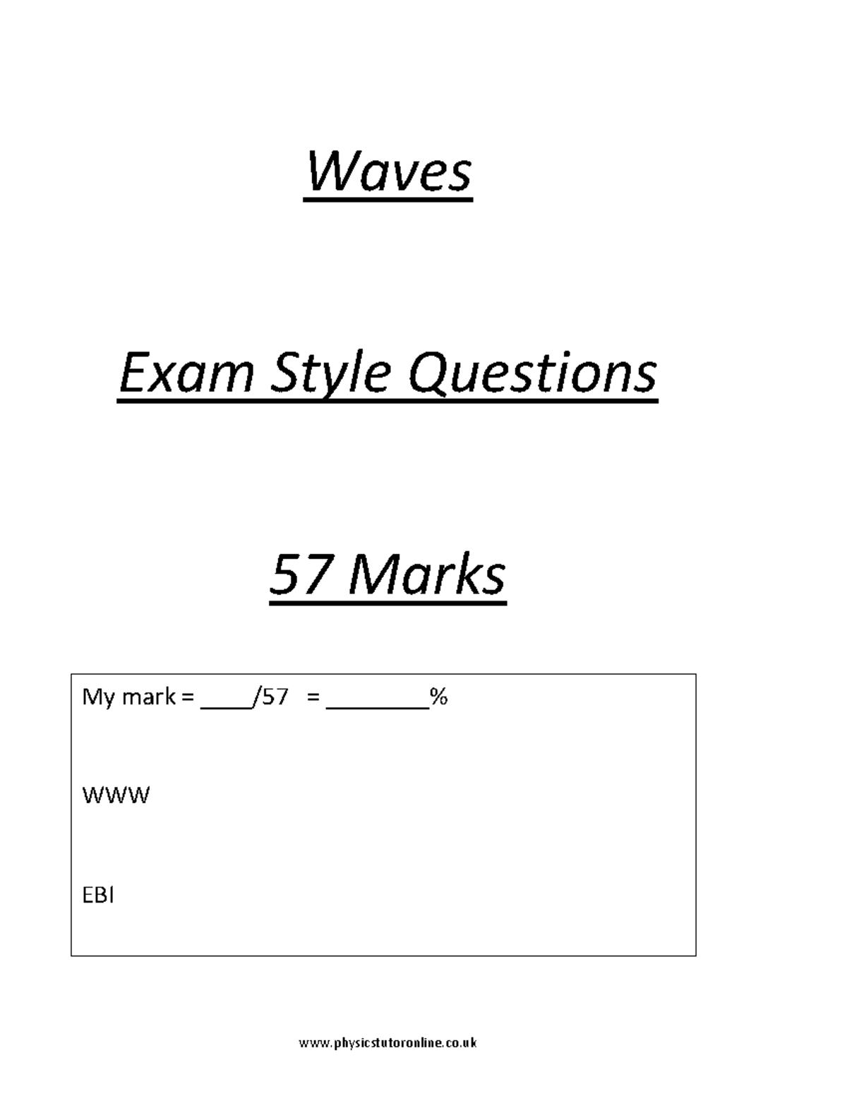 Waves Exam Style Questions (57 Marks) - EBI - Studocu