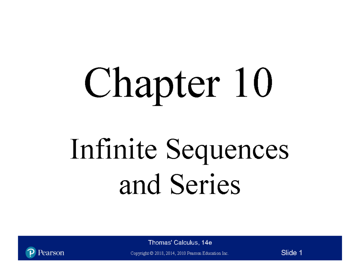 10.1 Sequences - Sequense - Thomas' Calculus, 14e Chapter 10 Infinite ...