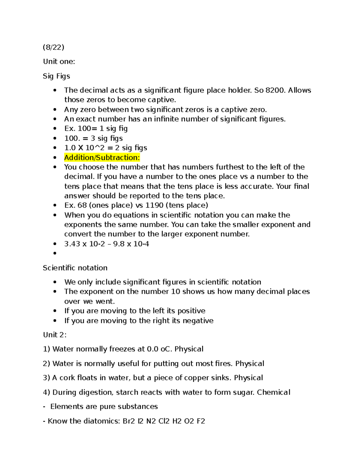 Unit 1 - Lecture Notes on Significant Figures and Mixtures - Studocu