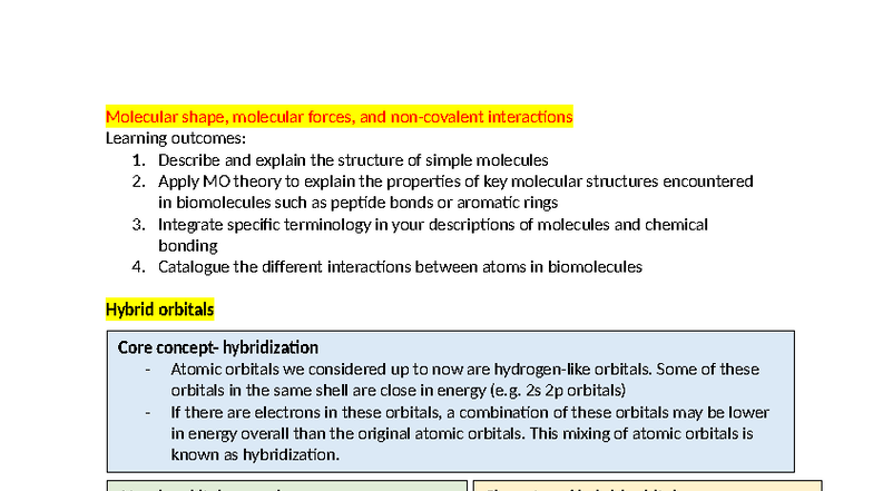 Molecular Shape and Interactions: Key Concepts and Theories - Studocu