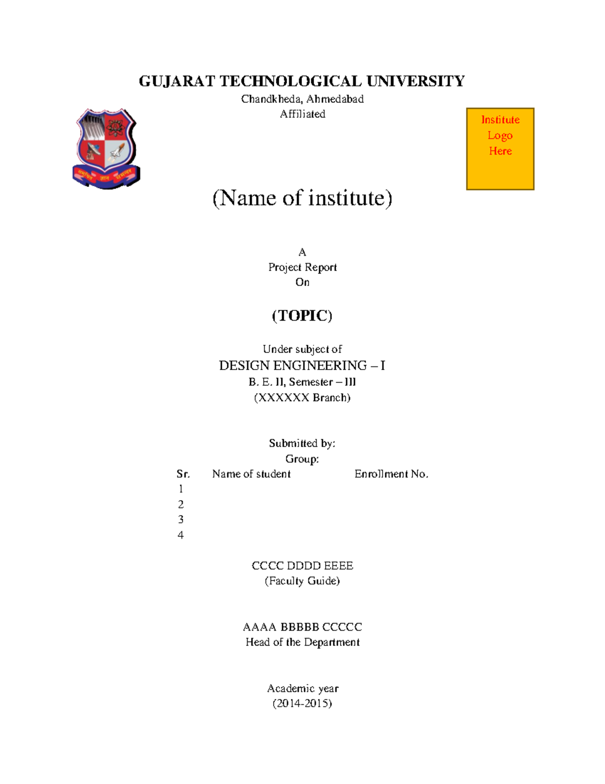DE Report Format GTU - PK[J - GUJARAT TECHNOLOGICAL UNIVERSITY ...