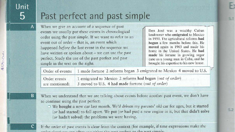 BRW900F0C31D46B Past Perfect vs. Past Simple: Unit 5 Exercises - Studocu